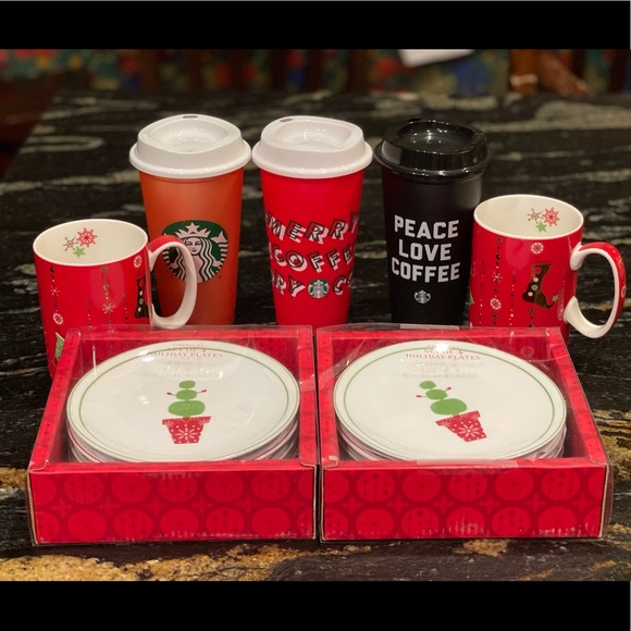 Starbucks | Kitchen | Nwt Starbucks Christmas Set 8 Piece Dessert ...